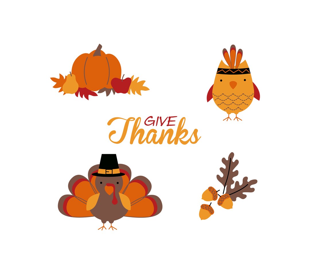 SVG CLIPART Thanksgiving Minis | Pumpkin, Chick, Turkey Pilgrim, Leaves ...