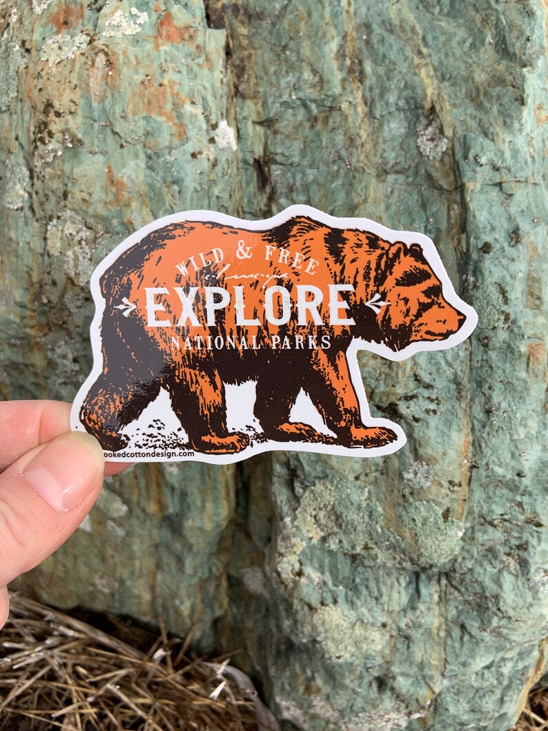 STICKER Grizzly Bear Explore National Park Wild & Free | Etsy
