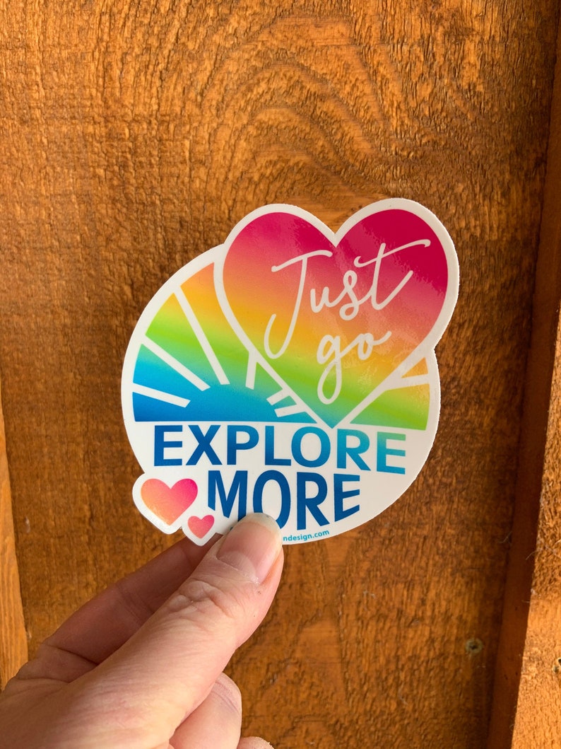 STICKER Ombre Just Go Explore More Hearts Waterproof - Etsy
