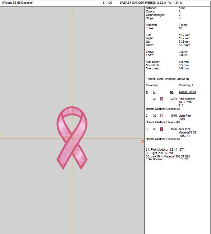 EMBROIDERY Pink Breast Cancer Awareness Ribbon Instant | Etsy