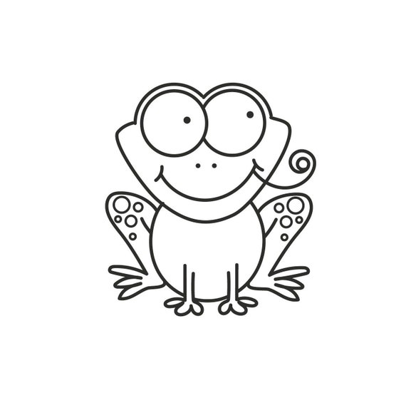 SVG CLIPART Cute Simple Frog Outline Cute Kids Clipart | Etsy