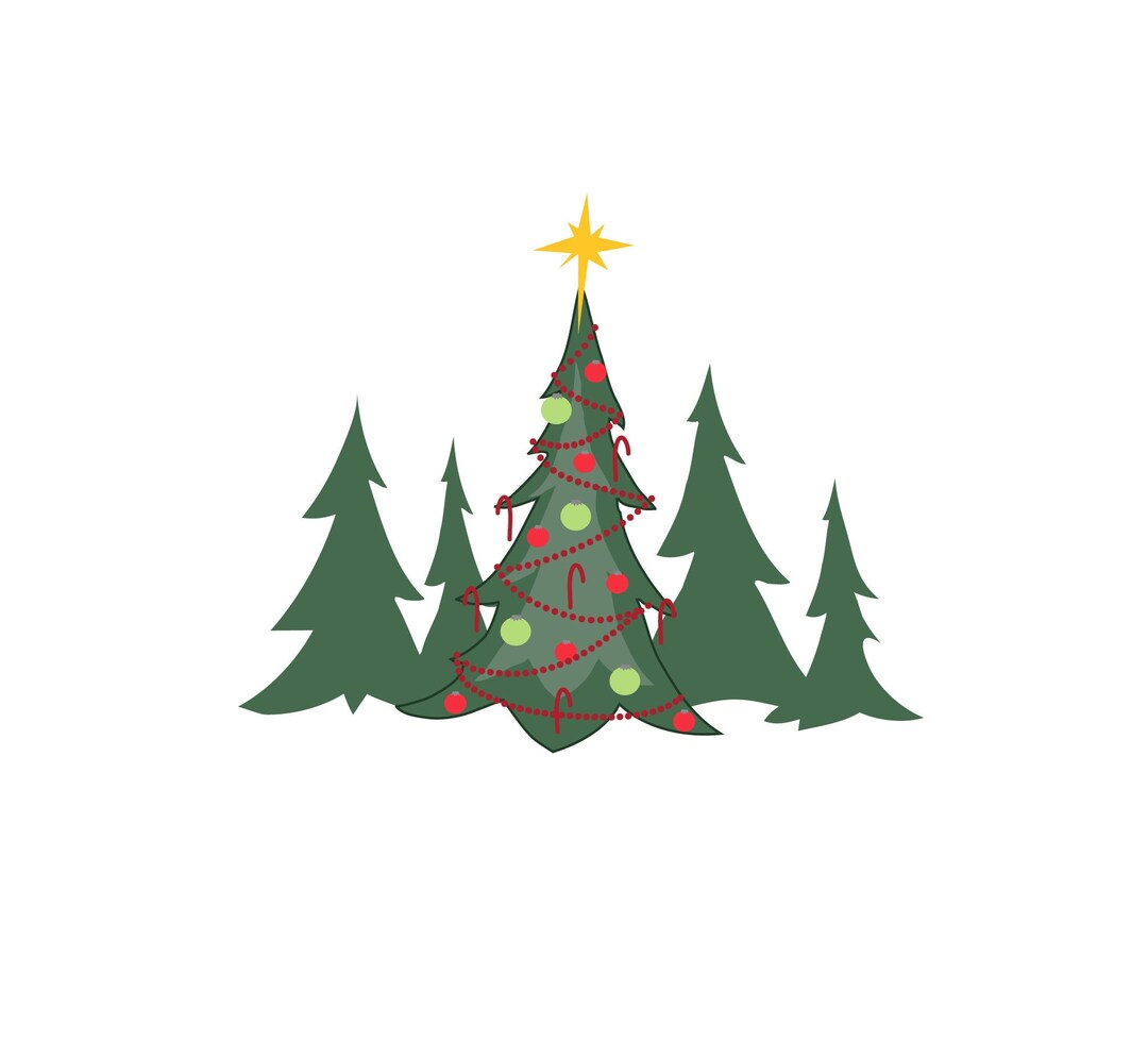SVG CLIPART Merry Christmas Greeting Design | Winter Forest Trees ...