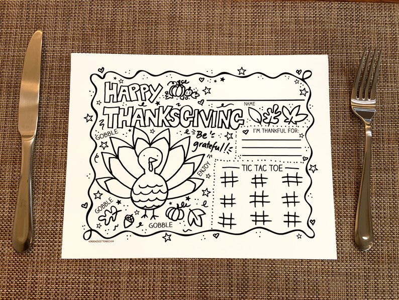 PRINTABLE PLACEMAT Thanksgiving Coloring Page Kids Activity - Etsy