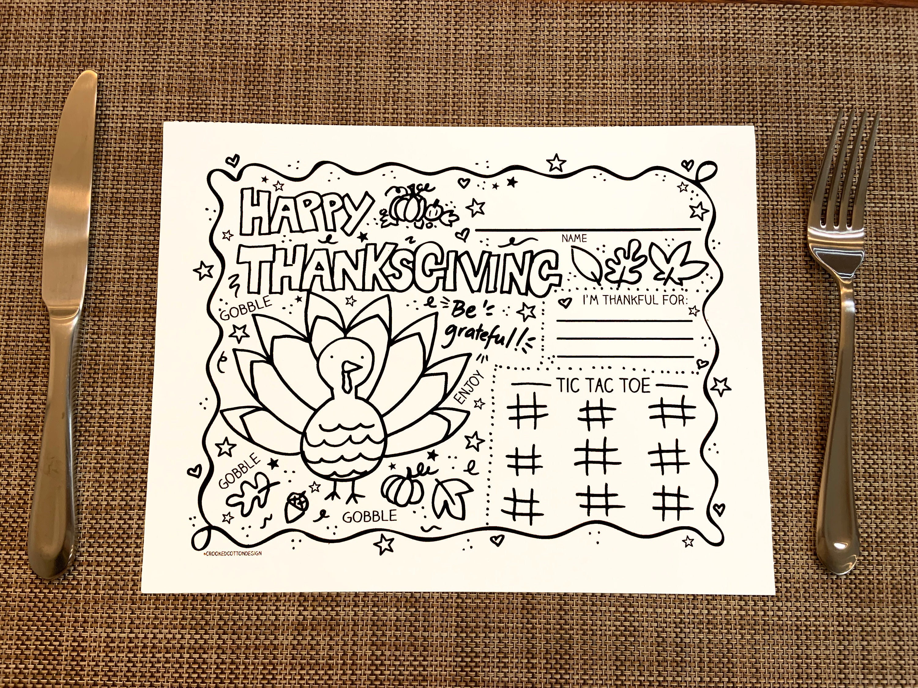 PRINTABLE PLACEMAT Thanksgiving Coloring Page | Kids Activity Coloring ...