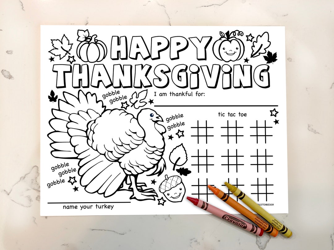 PRINTABLE PLACEMAT Thanksgiving Coloring Page | Kids Activity Coloring ...