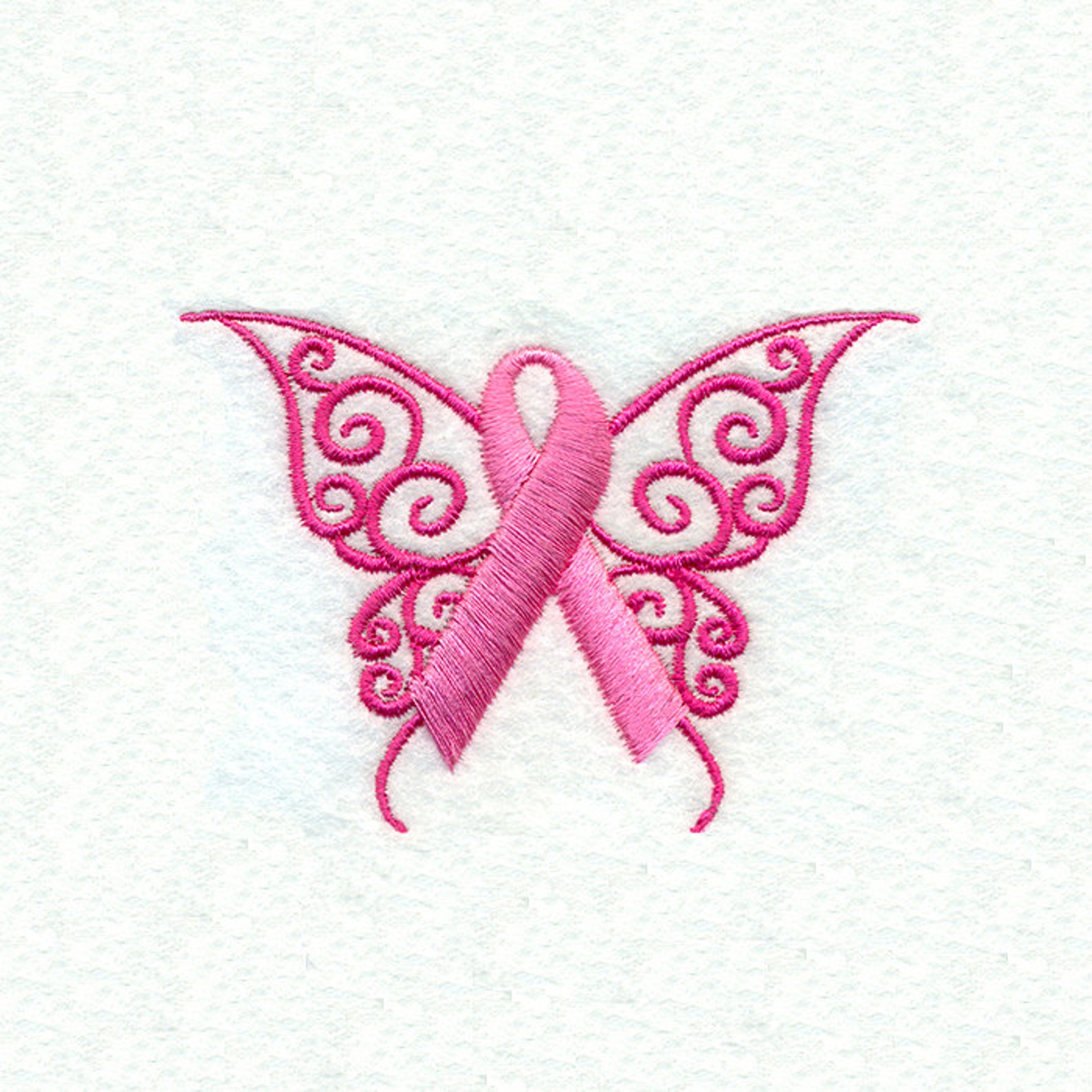 EMBROIDERY Pink Breast Cancer Awareness Ribbon Butterfly - Etsy