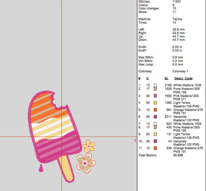 EMBROIDERY Popsicle Design Instant Digital Download - Etsy