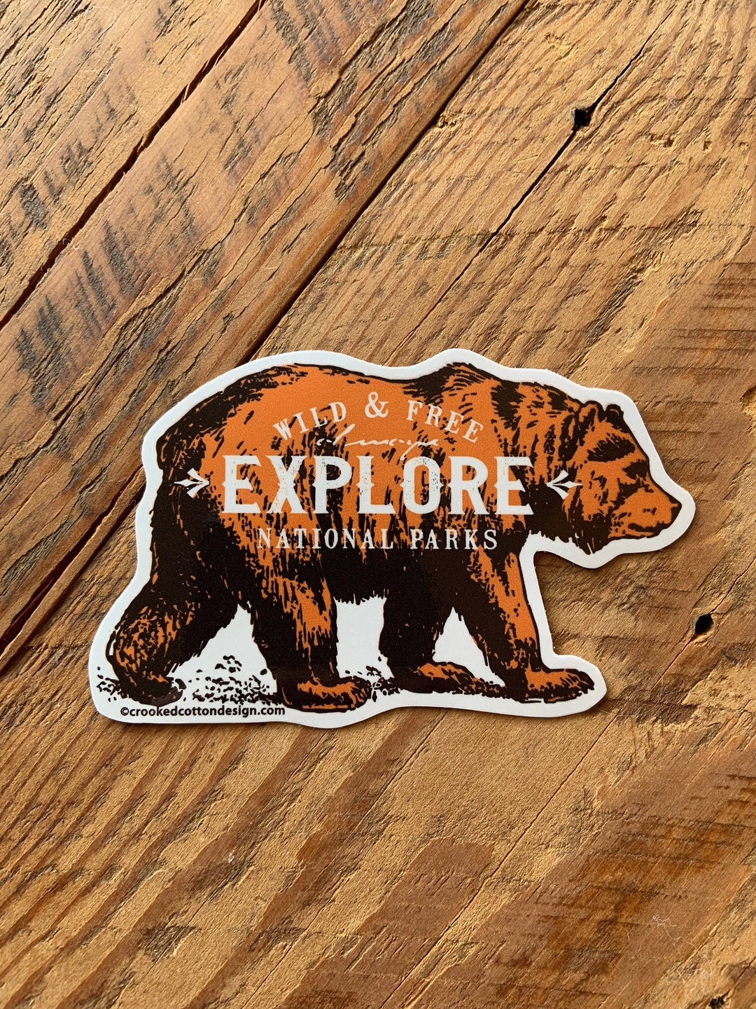 STICKER Grizzly Bear Explore National Park | Wild & Free | Waterproof ...