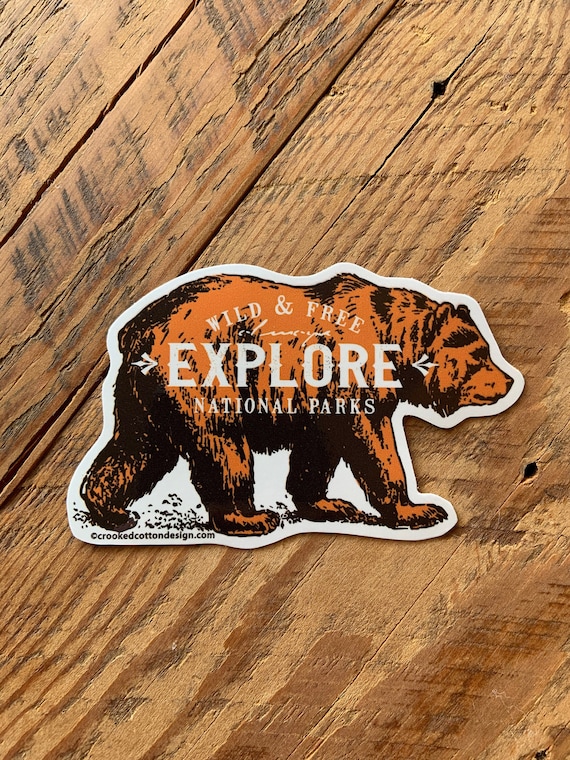 STICKER Grizzly Bear Explore National Park Wild & Free | Etsy