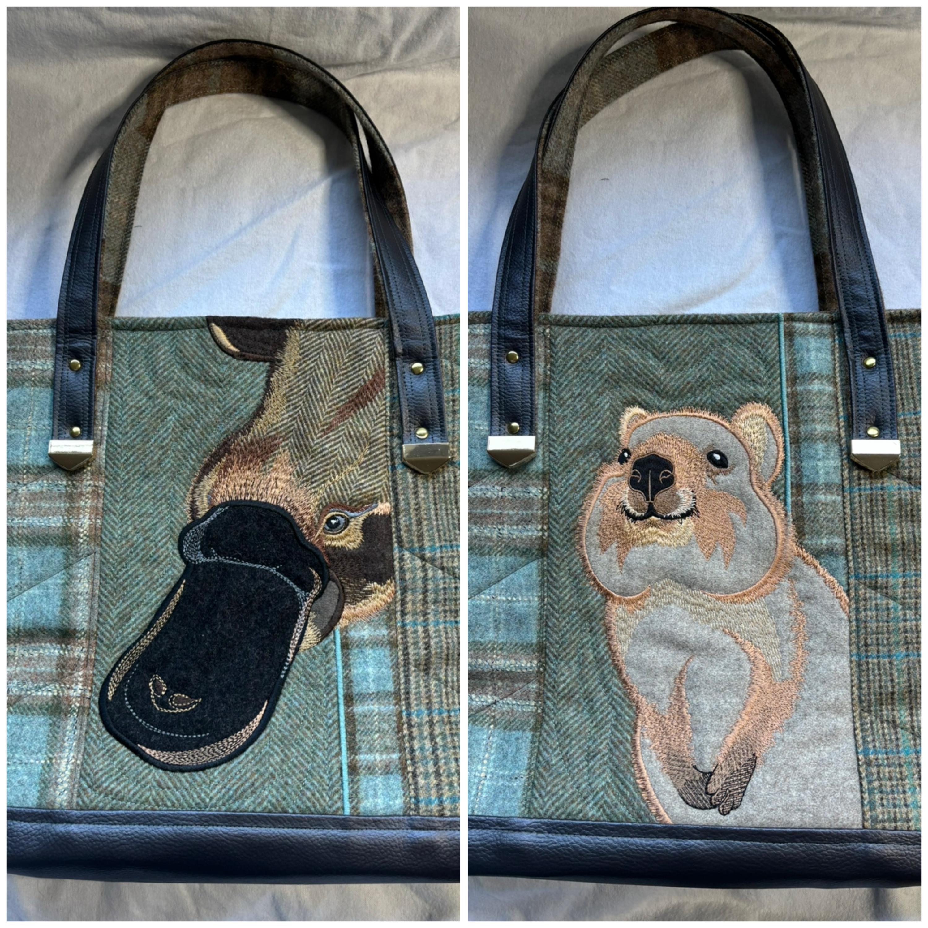 Australian Animal Themed Wool Tweed Tote Bag One Side Has an ...