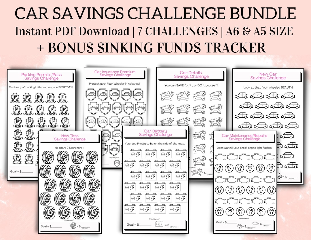 Car Savings Challenge Bundle|a6| Savings Challenge Printable|money ...