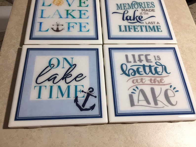 Lake House Coasters / Lake House Gift / on Lake Time / Life is | Etsy