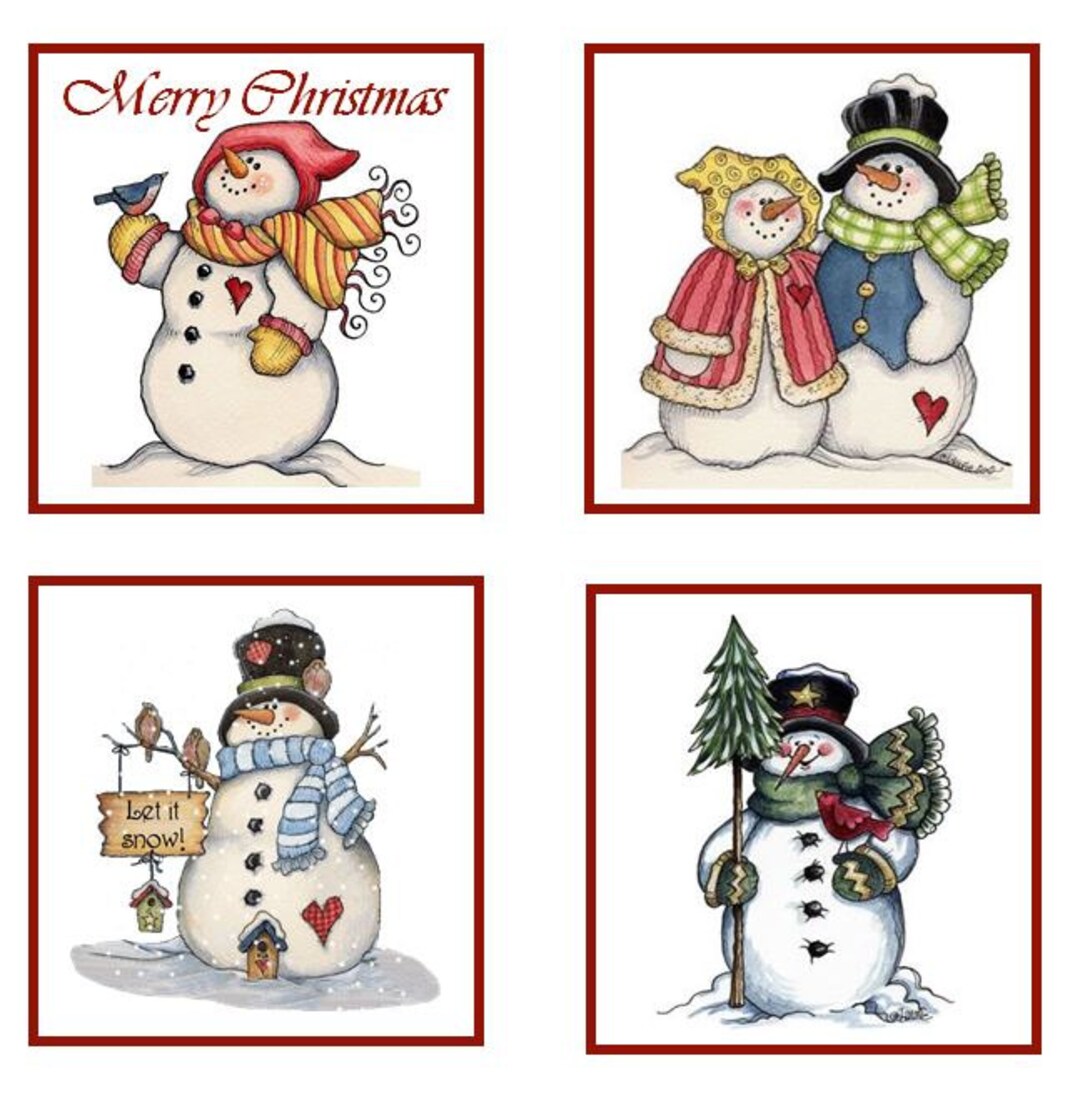 Christmas Coasters Snowman Country Holiday Coaster Set of 4 - Etsy