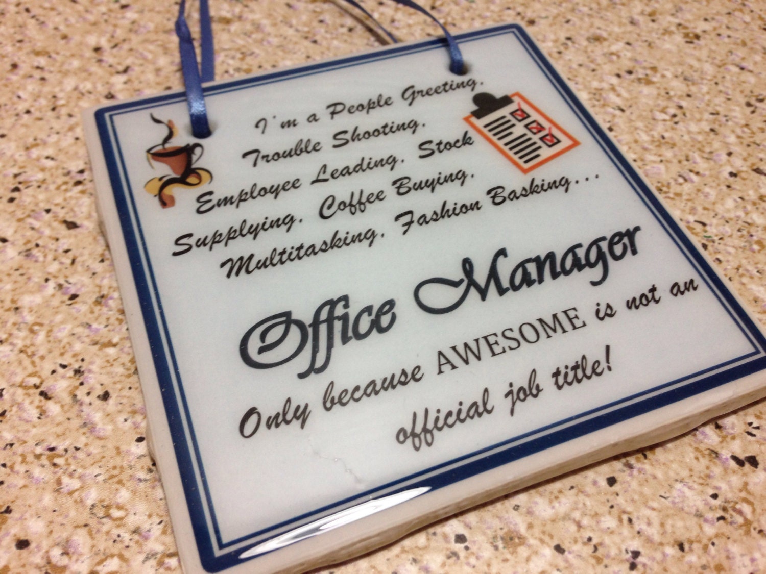 Office Manager Quote Hanging Tile Boss Co-worker Sign | Etsy
