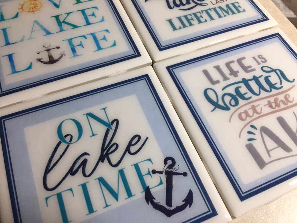 Lake House Coasters / Lake House Gift / on Lake Time / Life is | Etsy