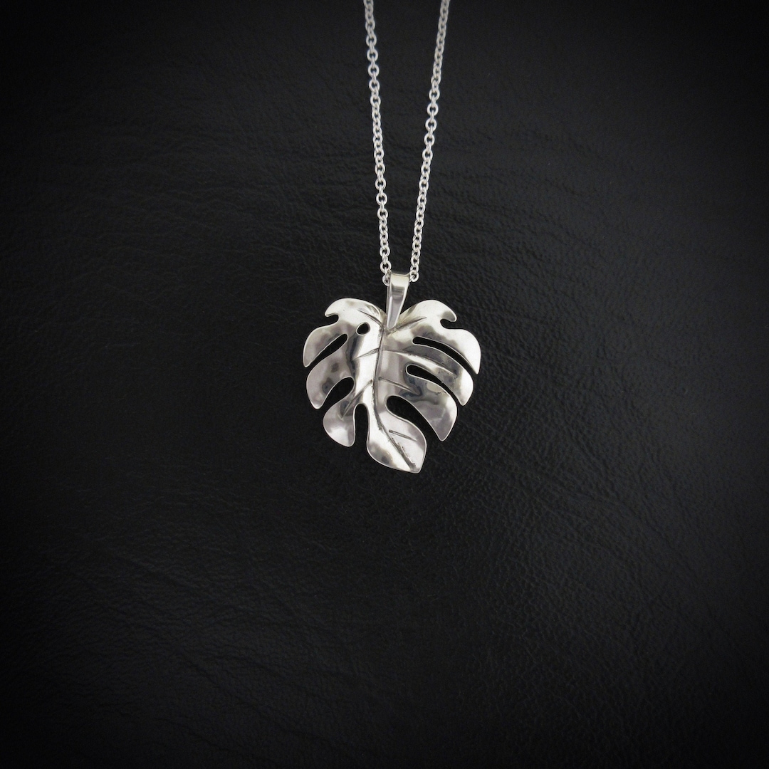 Handmade Sterling Silver Monstera Leaf Necklace, Tropical Jewelry - Etsy
