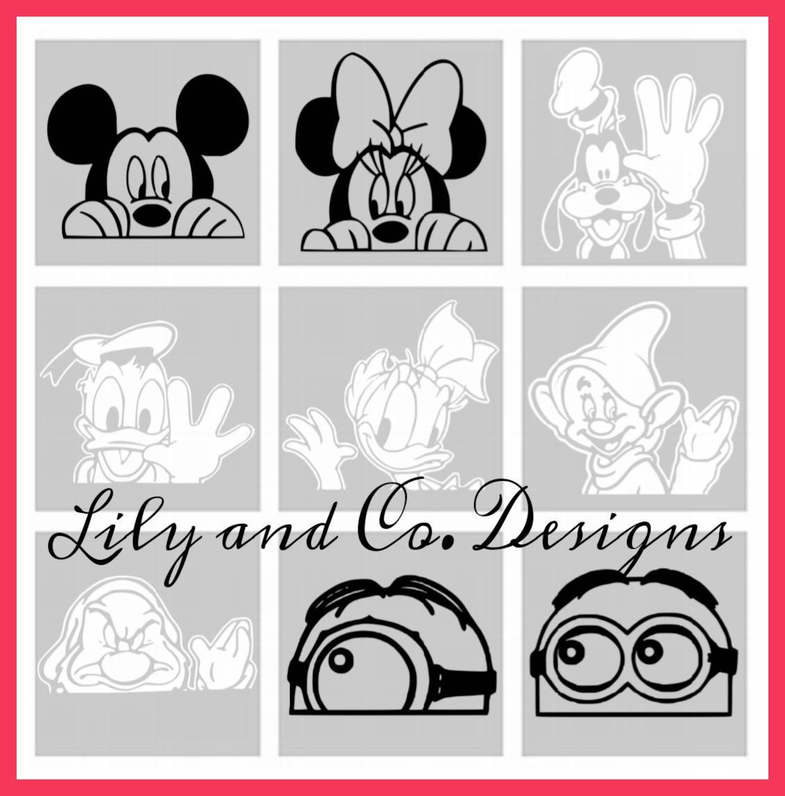 Peeking Character Decals; Mickey; Minnie; Goofy; Donald Duck; Daisy ...