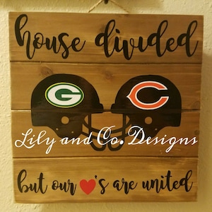 House Divided Hearts United Football Sign - Etsy