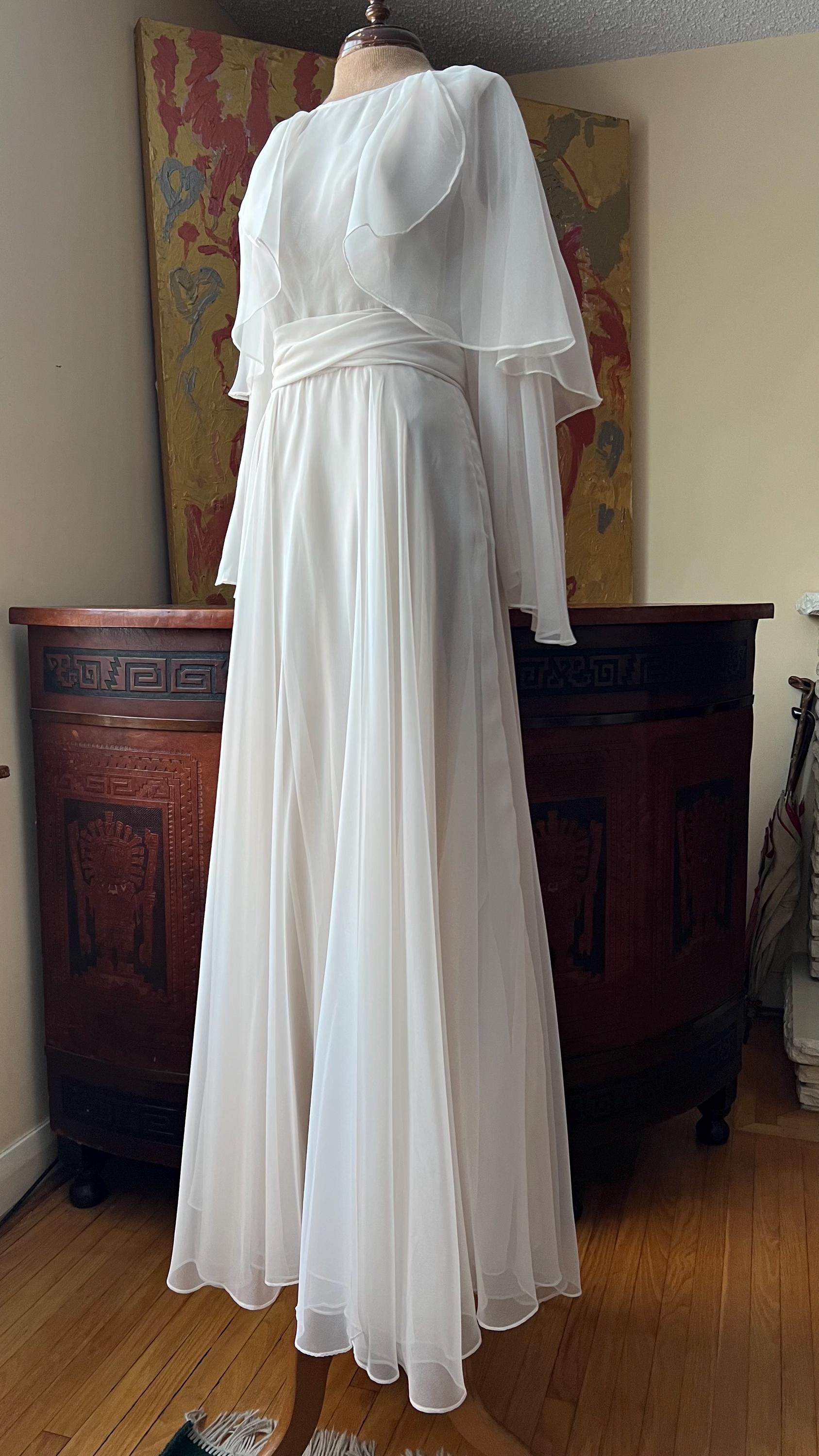 1970s Leo Chevalier Diaphanous Silk Blend Full Length Wedding/cocktail ...