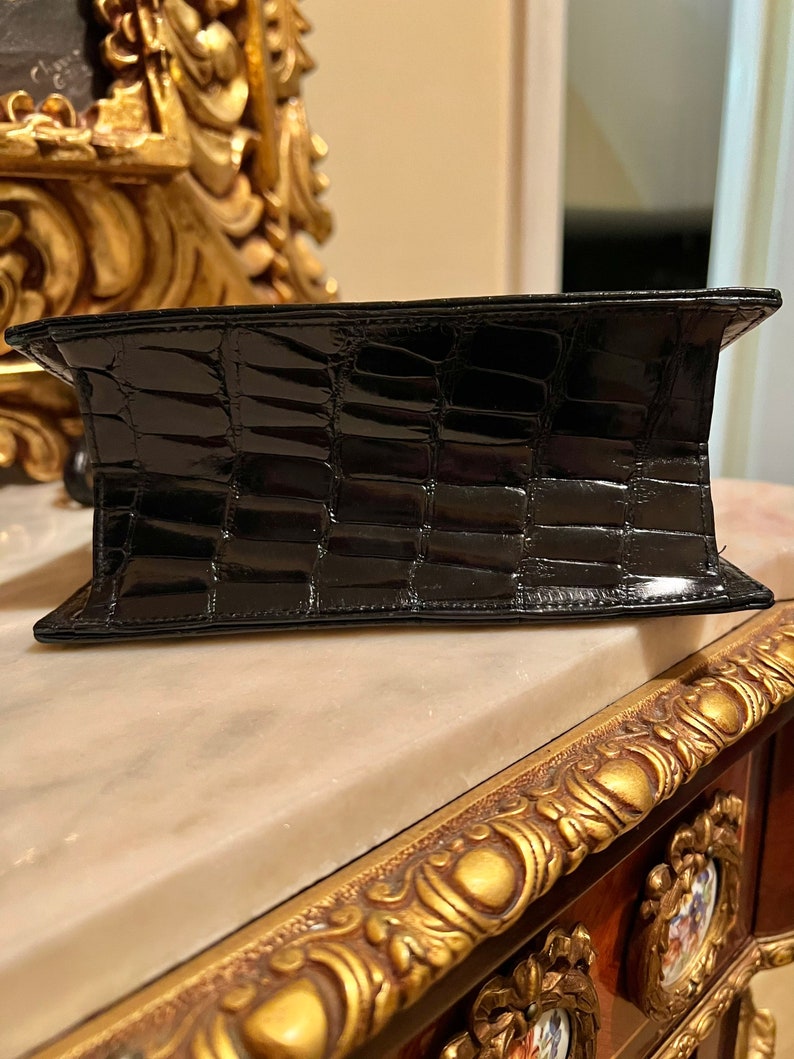 Vintage Designer Black Croc Bag - Etsy