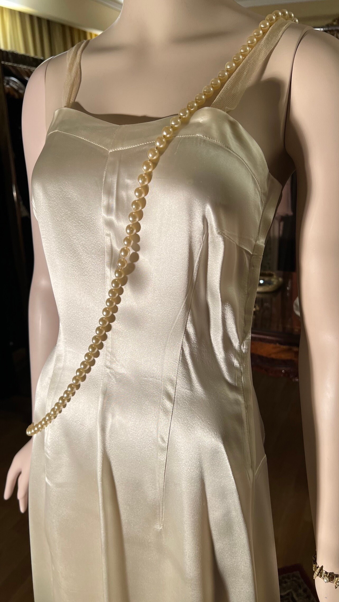 1930s Art Deco Straps White Satin Wedding Dress Sz S - Etsy