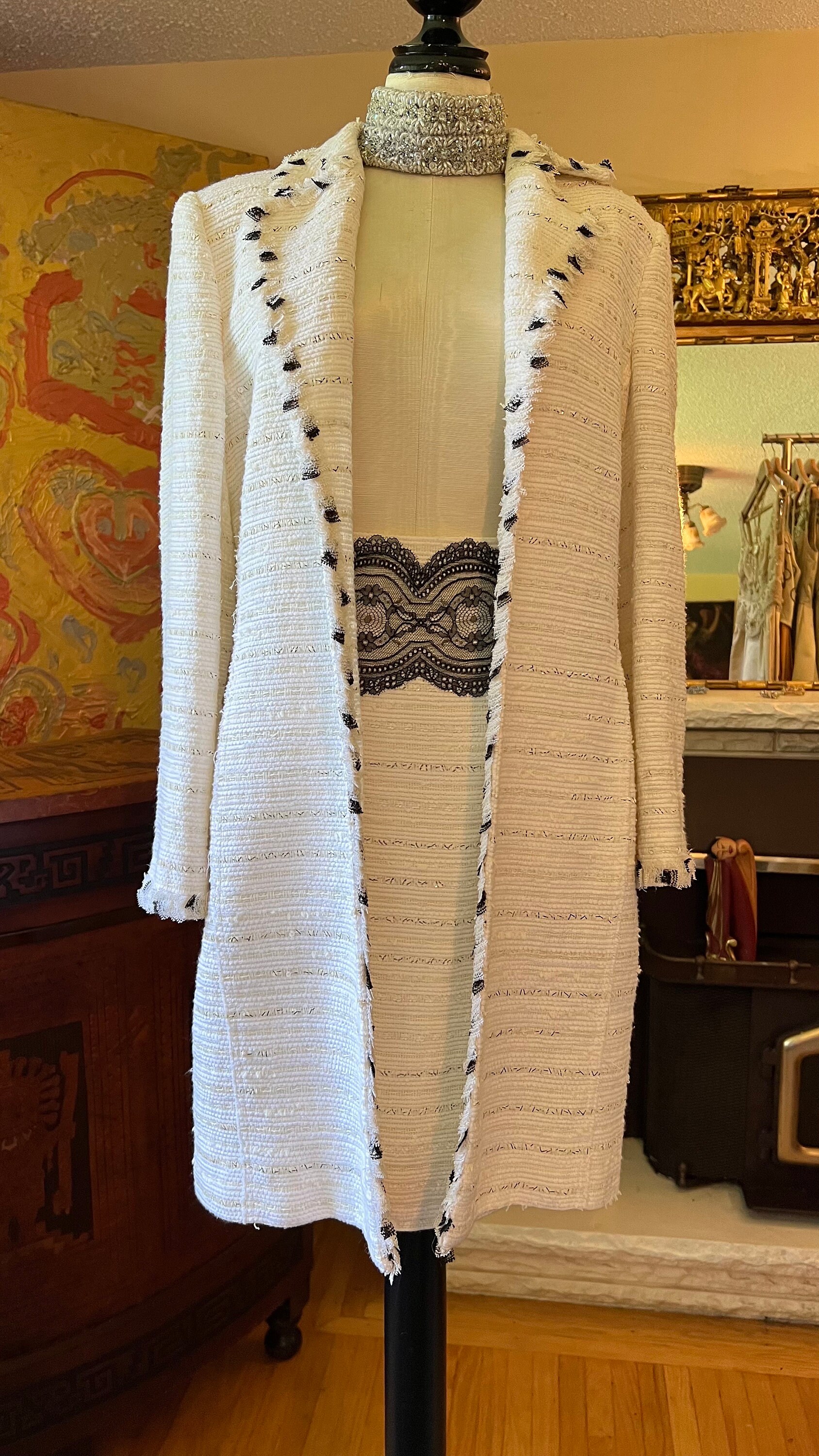 2000's Carolina Herrera New York White and Black Vintage Couture ...