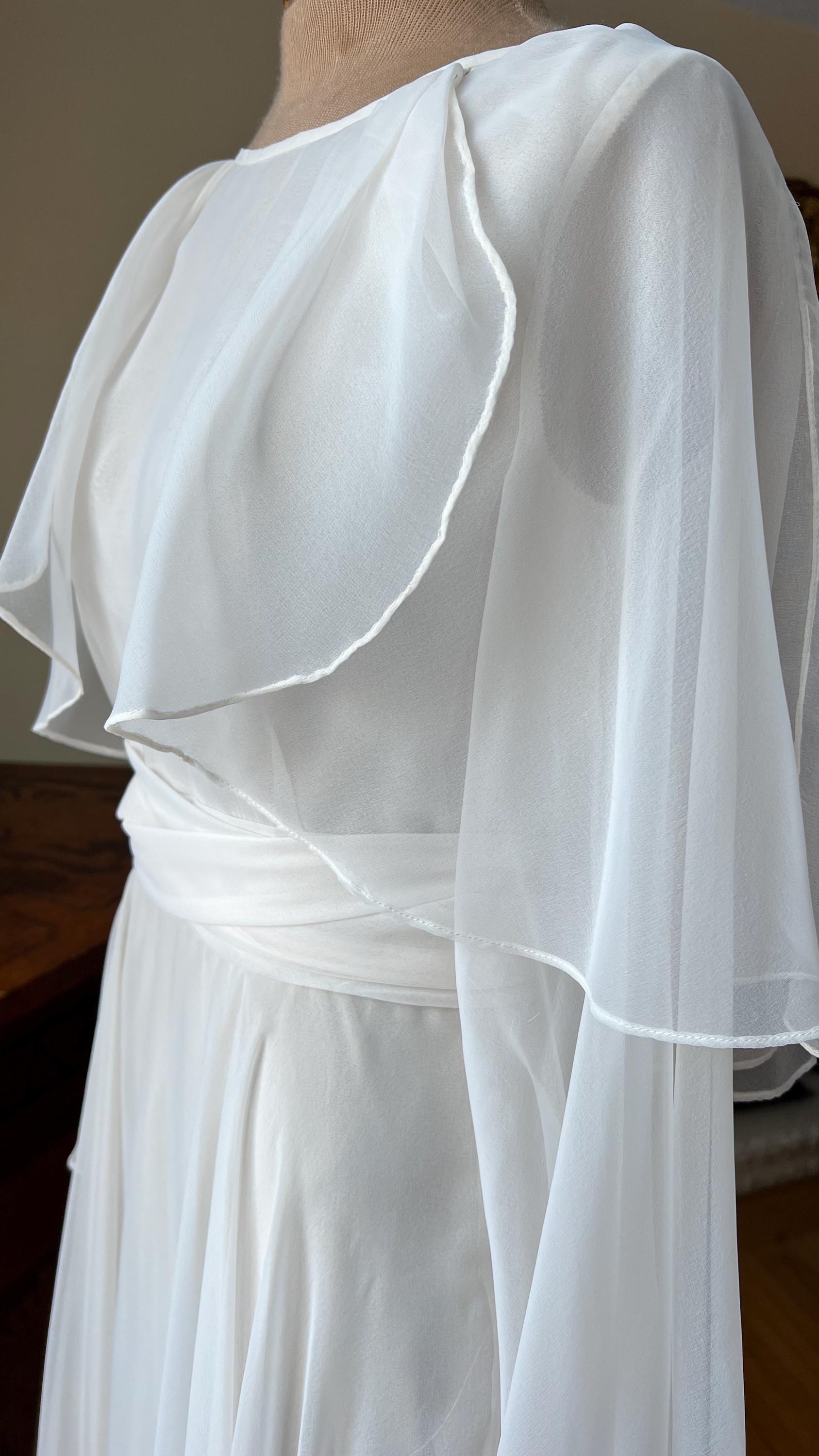 1970s Leo Chevalier Diaphanous Silk Blend Full Length Wedding/cocktail ...