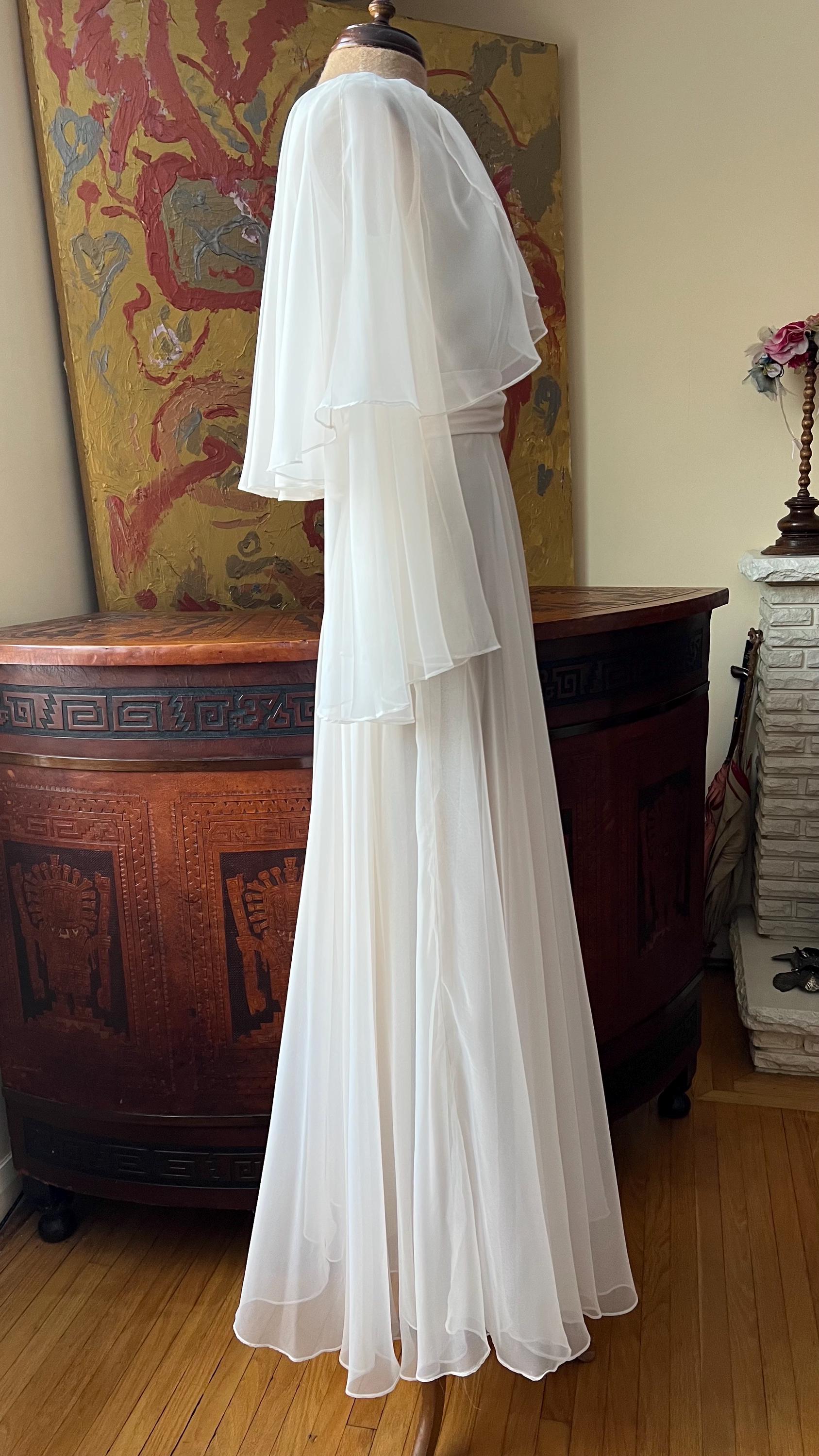 1970s Leo Chevalier Diaphanous Silk Blend Full Length Wedding/cocktail ...
