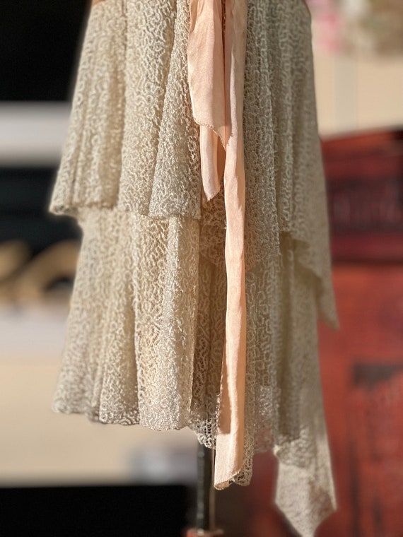 1920s Authentic White Lace Cocktail Wedding Dress fro… - Gem