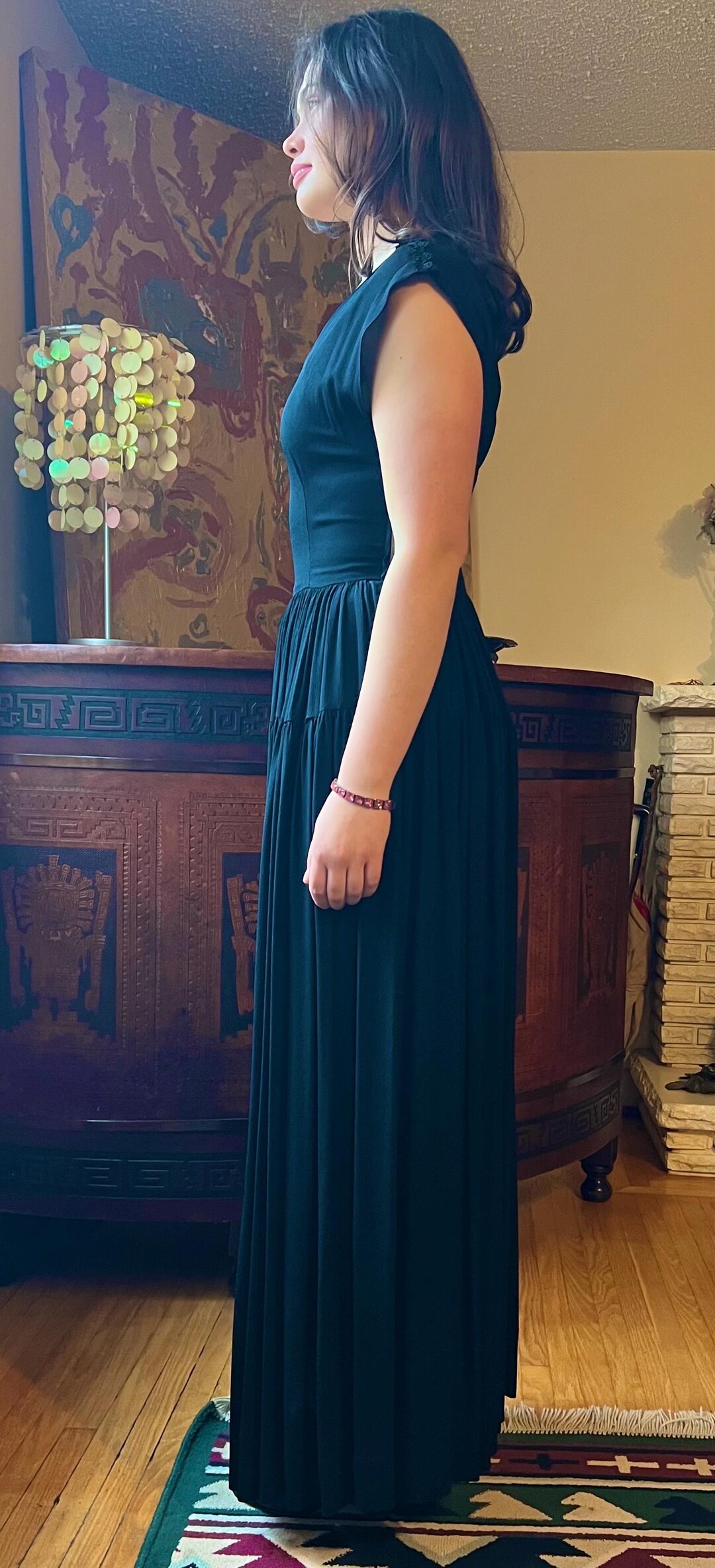 1940s Art Deco Original Exquisite Blk Crepe Ball Gown Fm Our Private ...