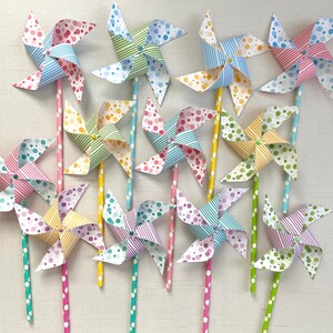 Bubbles and Stripes Colorful Pinwheels Easter Pinwheels - Etsy