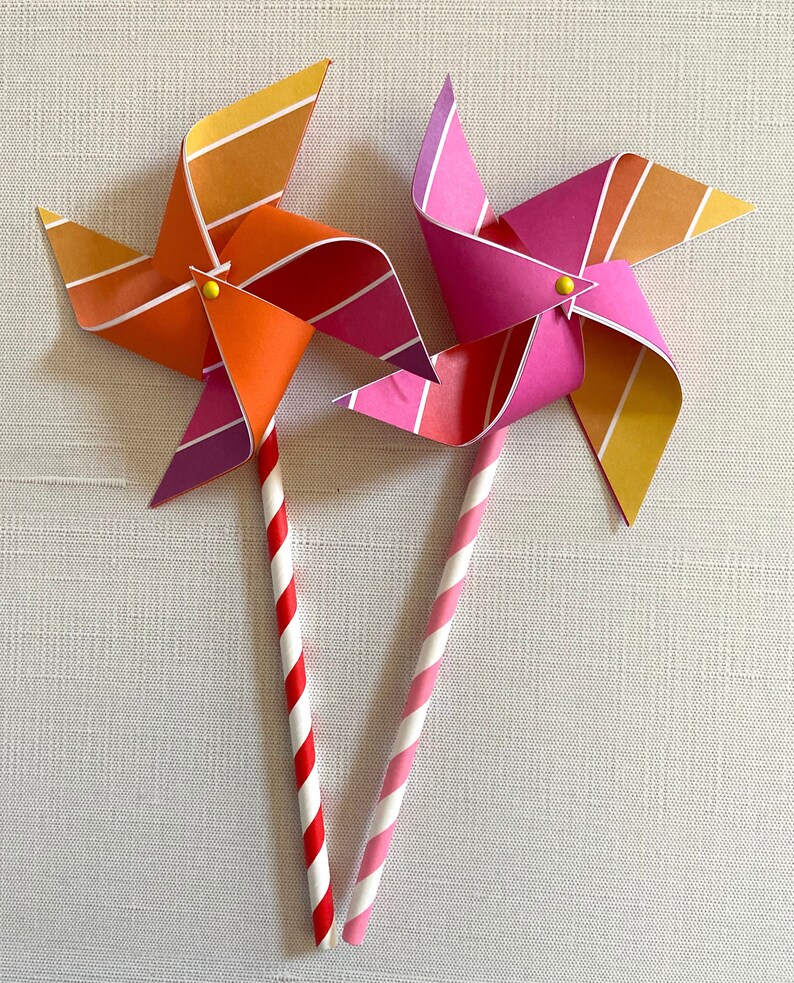 Rainbow Paper Pinwheels for Party Favors 1 1/2 Dozen or 2 Dozen - Etsy