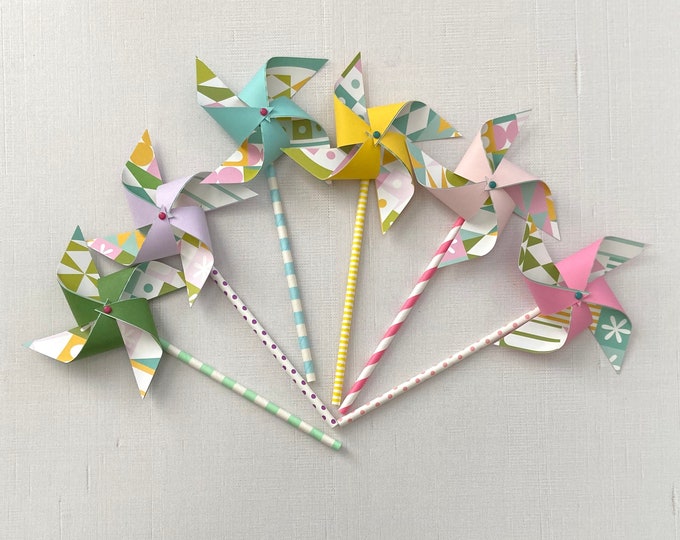 Small World Paper Pinwheels for Birthday Parties Geometric Patterns ...