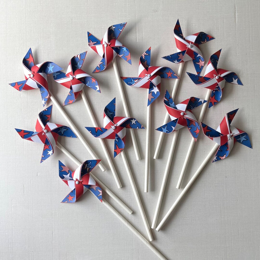 Stars and Stripes Mini Pinwheels | Mini Pinwheels Cupcake Toppers | USA ...
