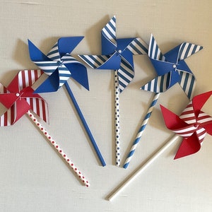 Spinning Pinwheels Blue Stripes or Red Stripes - Etsy