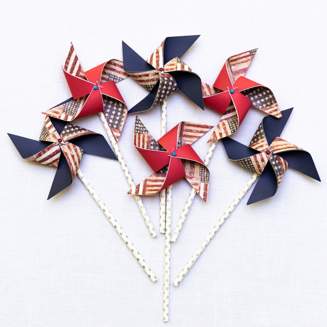 USA Vintage Flags Patriotic Spinning Pinwheels Veteran’s Day Memorial ...