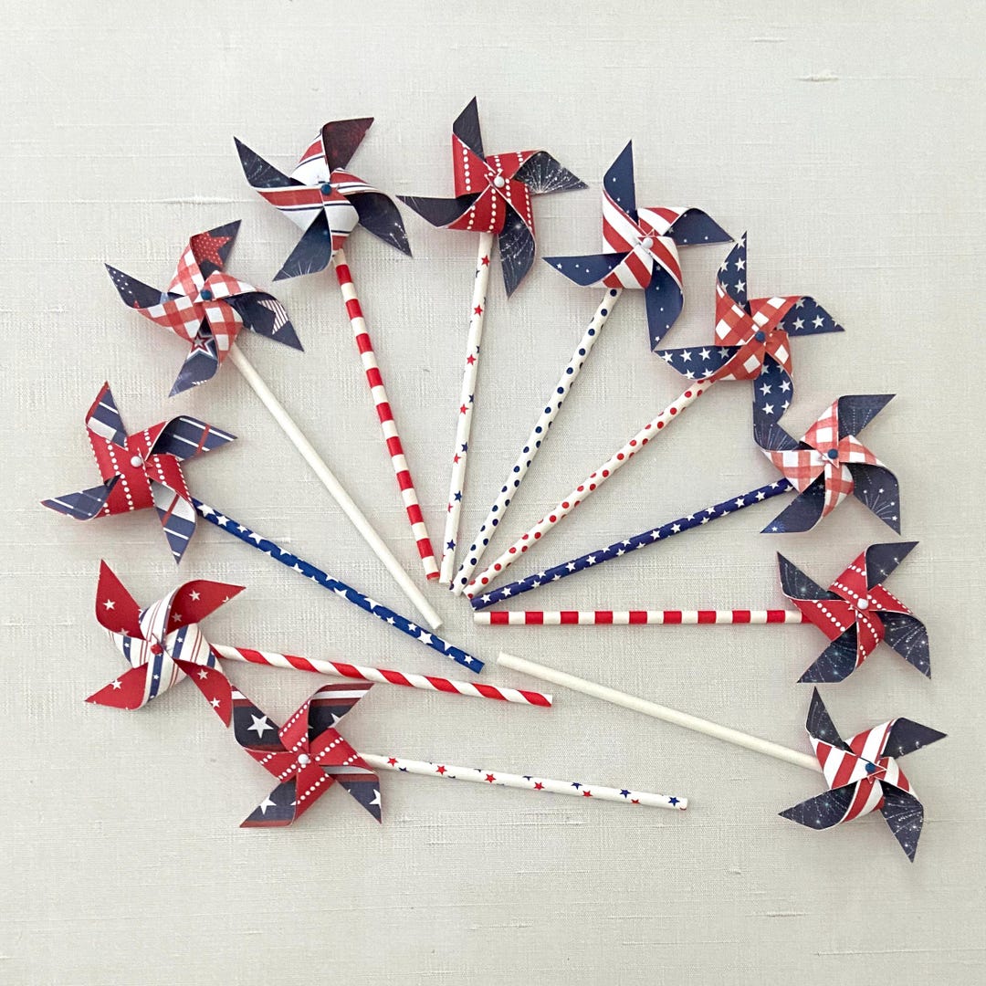 Assorted Patriotic Mini Pinwheels Pinwheels Cupcake Toppers USA ...