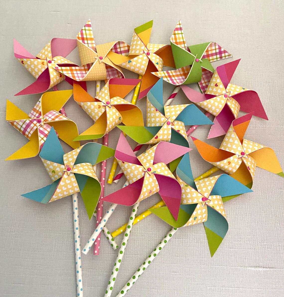 Colorful Rainbow Sunshine Hearts Paper Pinwheels for Party - Etsy