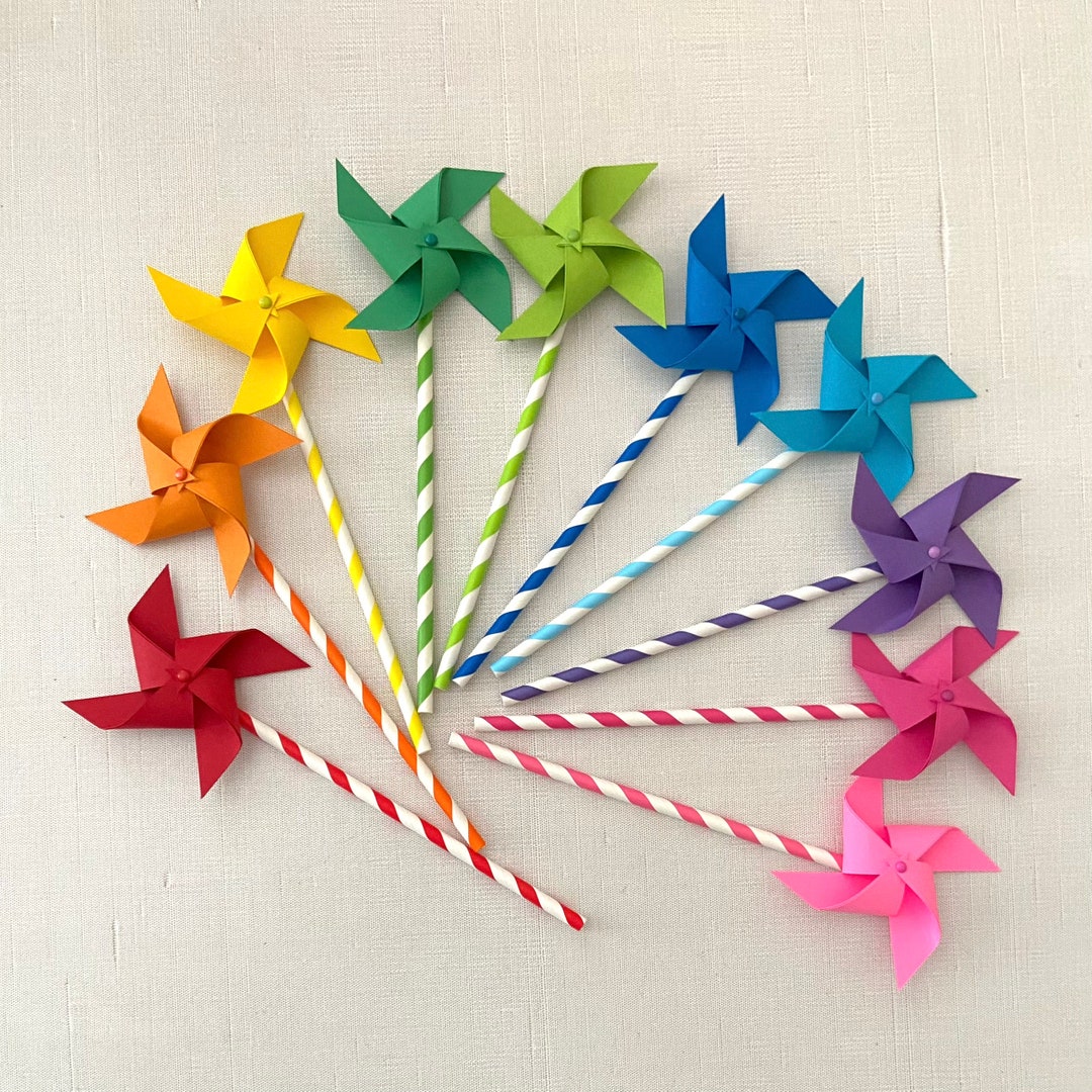 Rainbow+ Mini Spinning Pinwheels for Cupcakes - Etsy