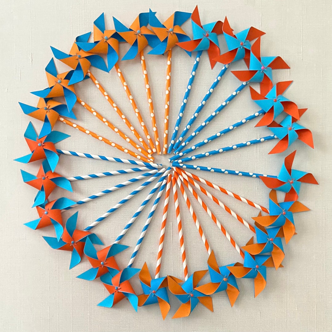 Orange and Blue Mini Pinwheels for Party Favors - Etsy