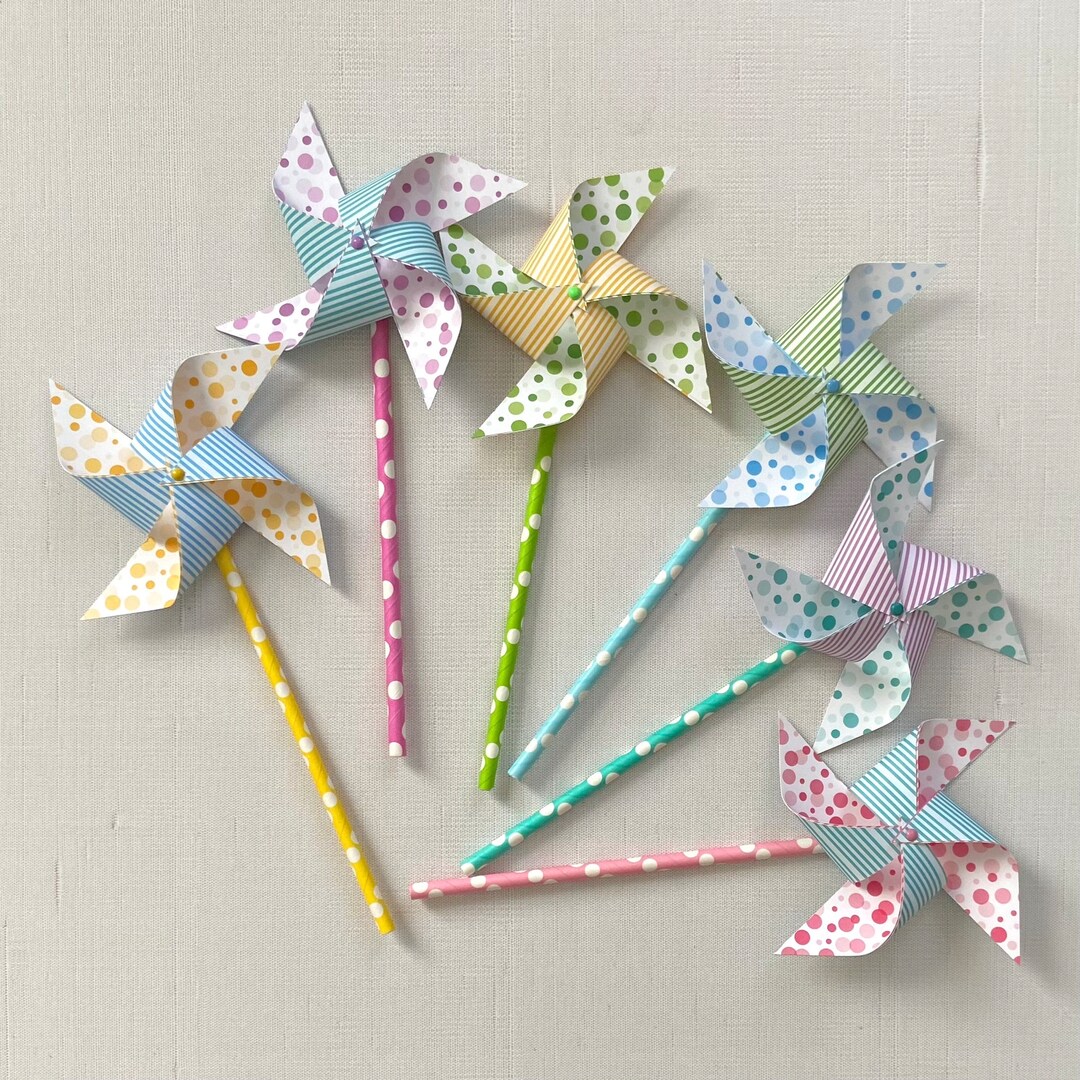 Bubbles and Stripes Colorful Pinwheels Easter Pinwheels - Etsy