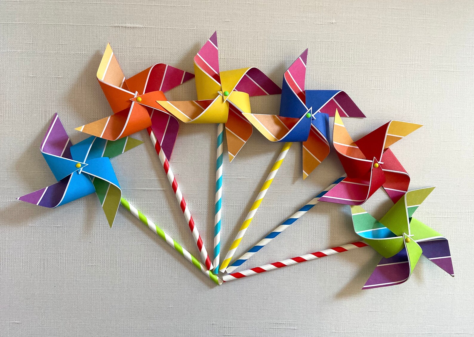 Rainbow Paper Pinwheels for Party Favors - Etsy