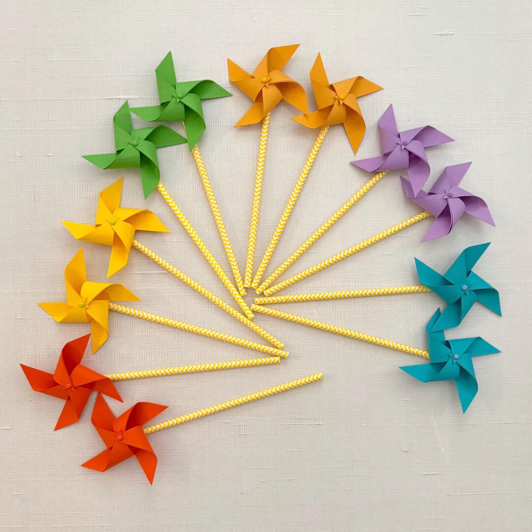 Rainbow Mini Spinning Pinwheels for Cupcake Toppers or Party Favors - Etsy