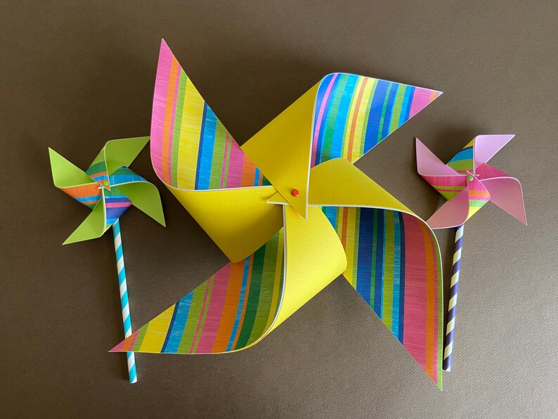 Rainbow Paper Pinwheels for Party Favors - Etsy