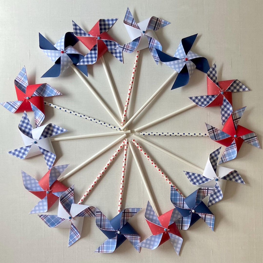 Boy Birthday Pinwheels | 6 or a Dozen Set | Plaid and Gingham | Red ...