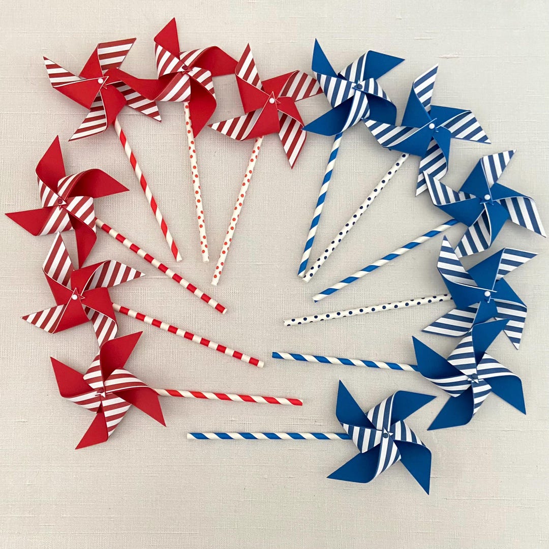 Graduation Stripes Pinwheels in Red and Royal Blue | Spinning Pinwheels ...
