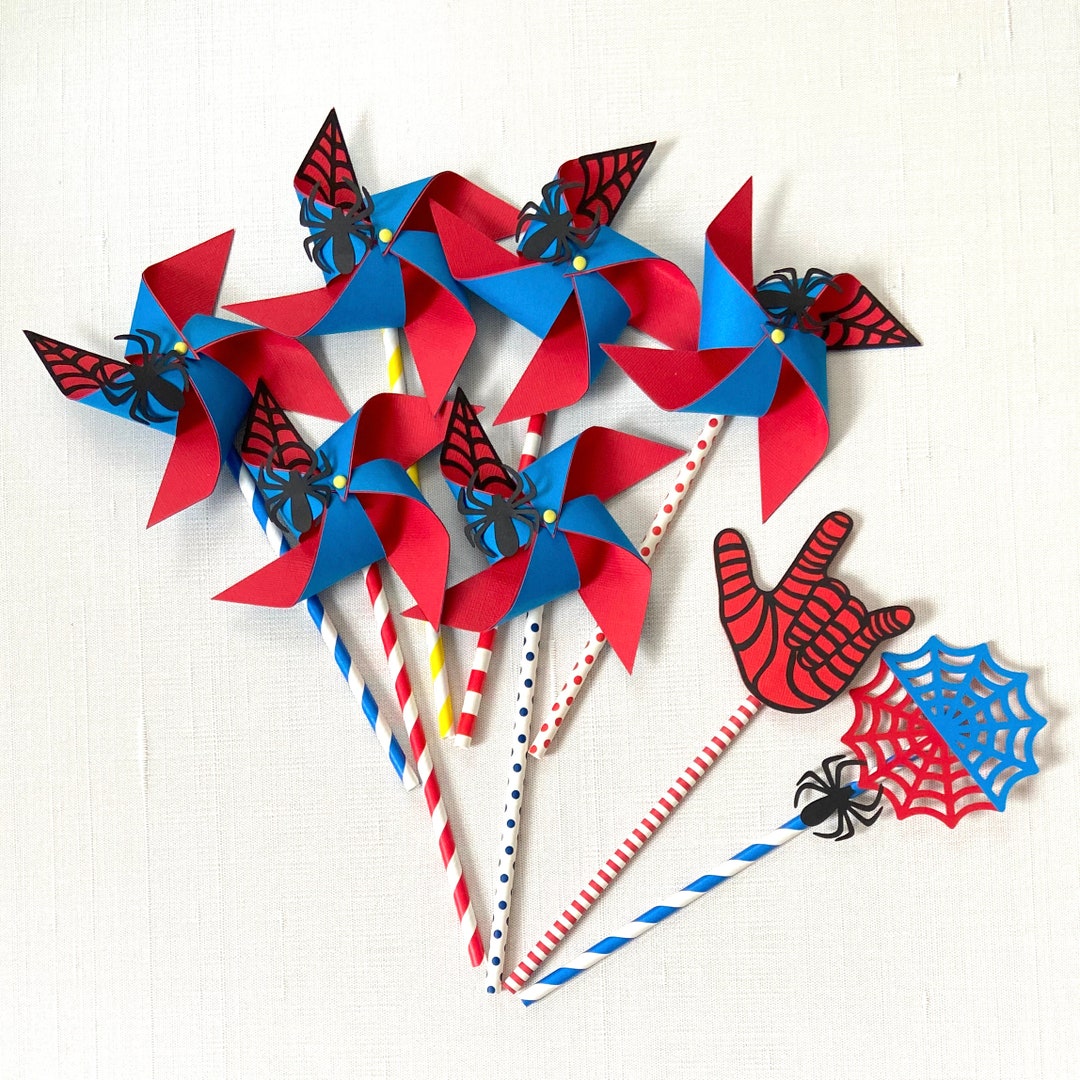Red and Blue Pinwheels With Spiderweb and Spider 1 1/2 Dozen and More ...