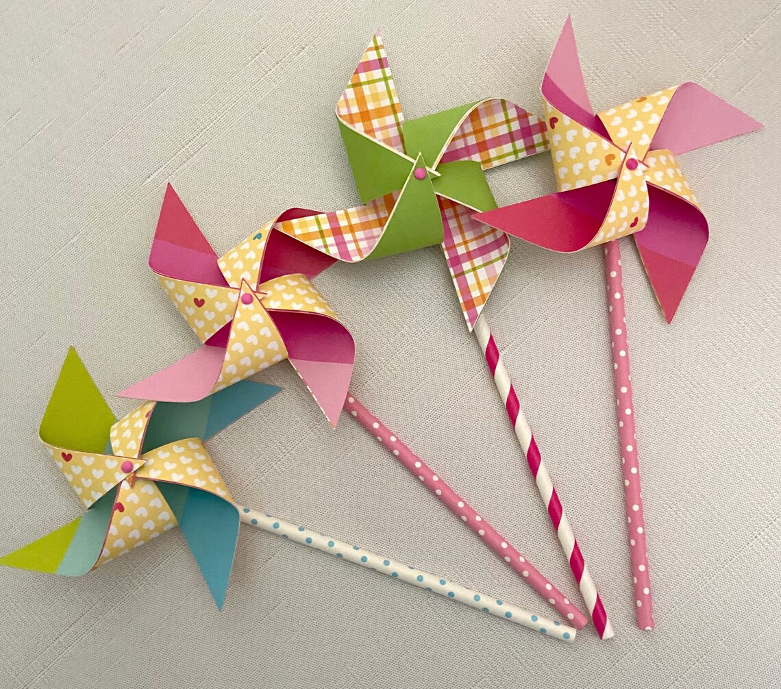 Colorful Rainbow Sunshine Hearts Paper Pinwheels for Party - Etsy