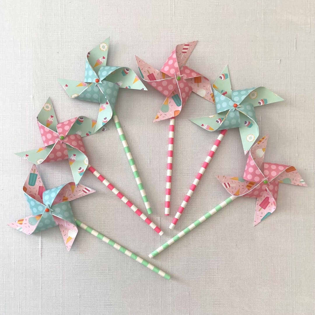 Ice Cream and Desserts Pinwheels | Pink and Green Pinwheels | Dots ...