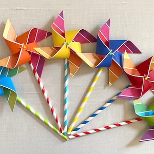 Rainbow Paper Pinwheels for Party Favors 1 1/2 Dozen or 2 Dozen - Etsy